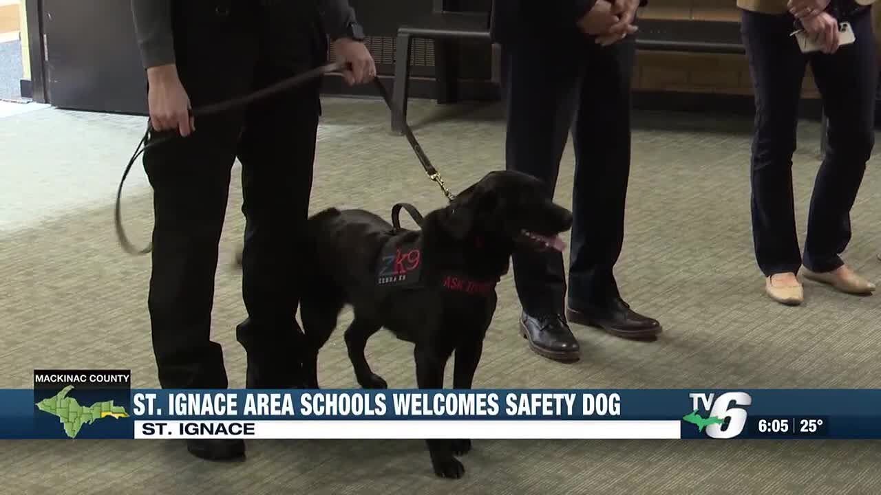 St. Ignace Area Schools welcomes Zebra K9 Nova - YouTube
