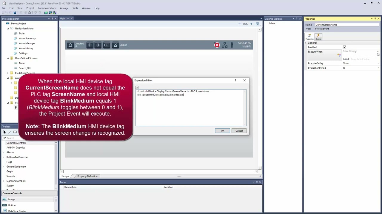 Studio 5000 View Designer and PanelView 5000: Sending the Current ...