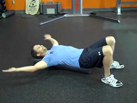 Roller, Supine, Snow Angels w/dumbbells - YouTube