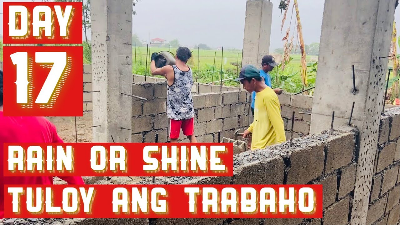 Day 17 | Even the rain can't stop our workers | Laying Concrete Hollow ...