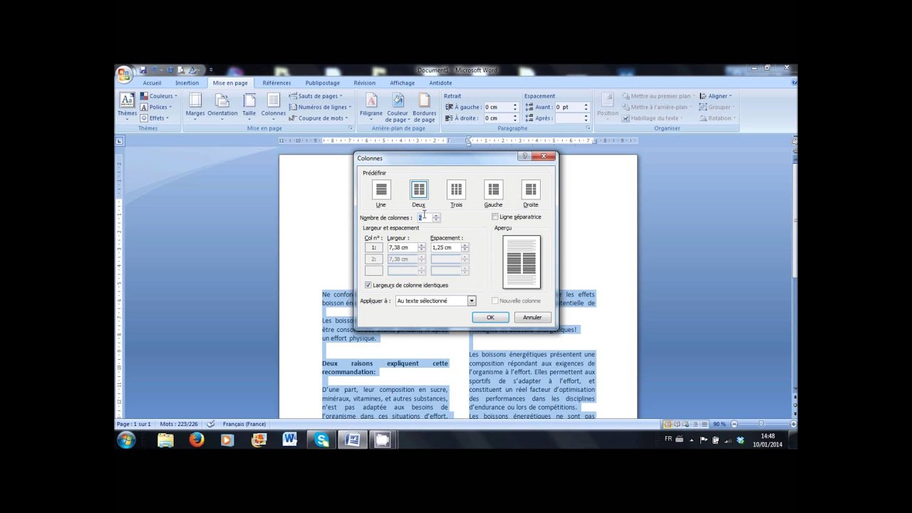 Vidéo le texte en colonnes - YouTube