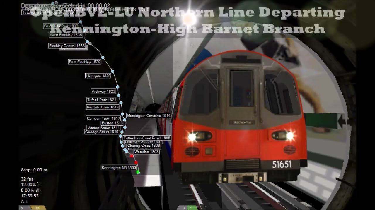 OpenBVE-LU Northern Line Departing Kennington (HQ Bandicam) - YouTube
