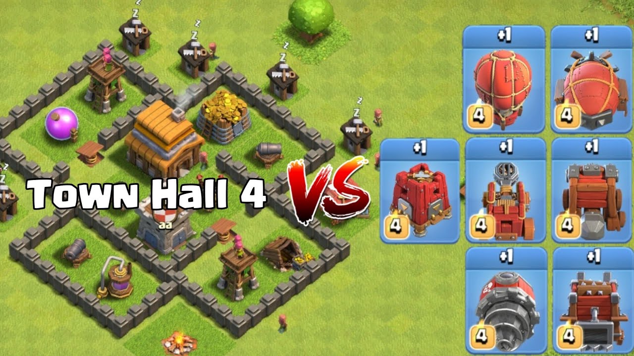 Town Hall 4 Vs Coc All Machine | Coc Th4 (Clash Of Clans) - YouTube
