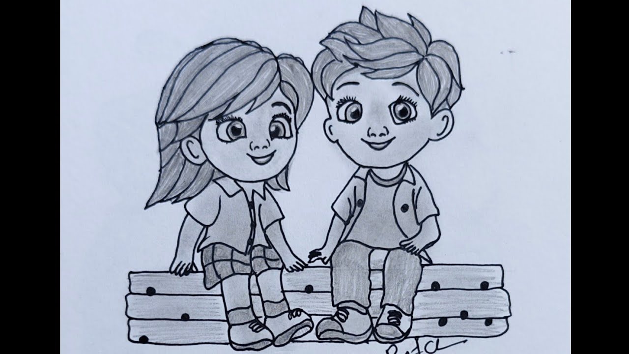 How to draw cute best friends || Easy Drawing Step by Step Tutorial ...