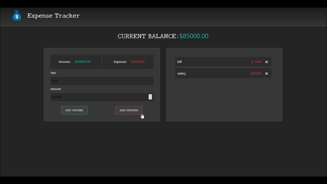 expense tracker in react | context api - YouTube