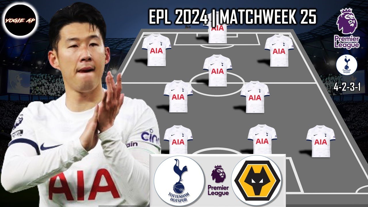 SPUR VS WOLVES | TOTTENHAM POTENTIAL STARTING LINEUP PREMIER LEAGUE ...