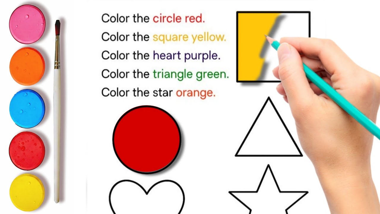 Learn Colors & Shapes for Kids 🎨 | Circle Square Triangle Star Coloring ...