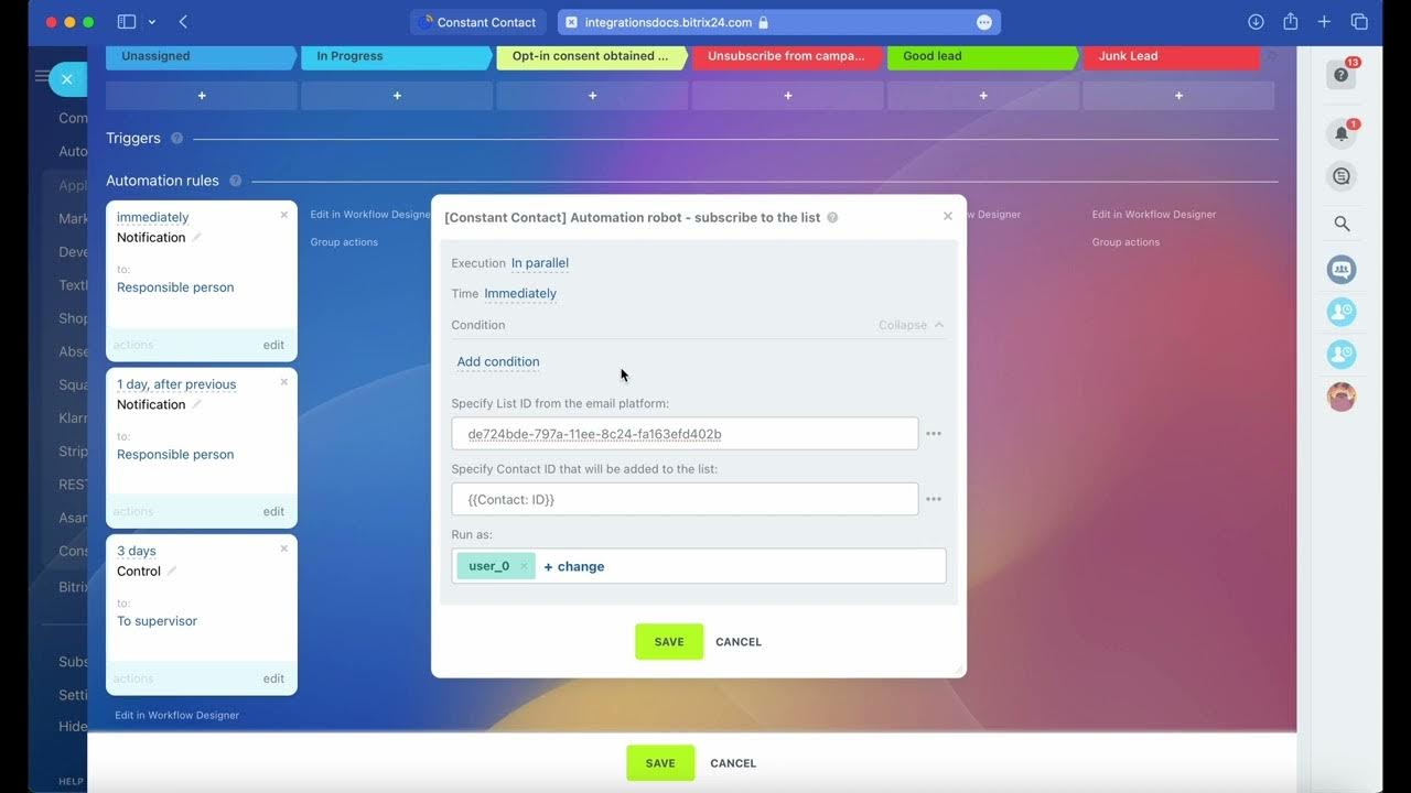 How To Set Up Automation Rules In Bitrix24 Youtube
