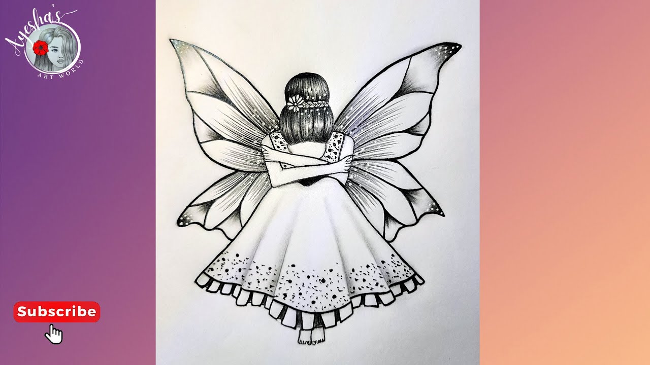 A sad fairy sitting alone || Pencil sketches for beginners || How to ...