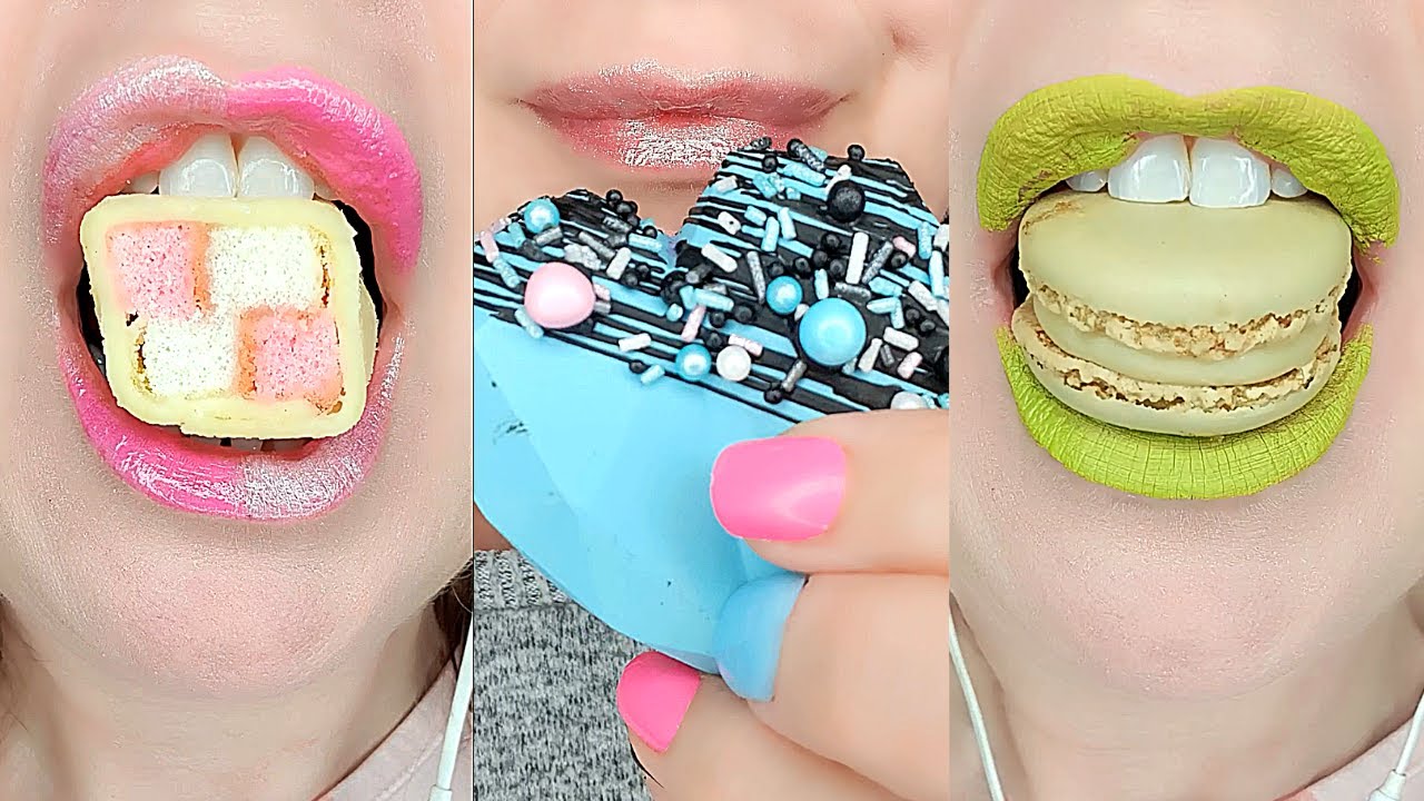 ASMR TRYING DIFFERENT CAKES SATISFYING CLOSE UP MOUTH EATING SOUNDS ...