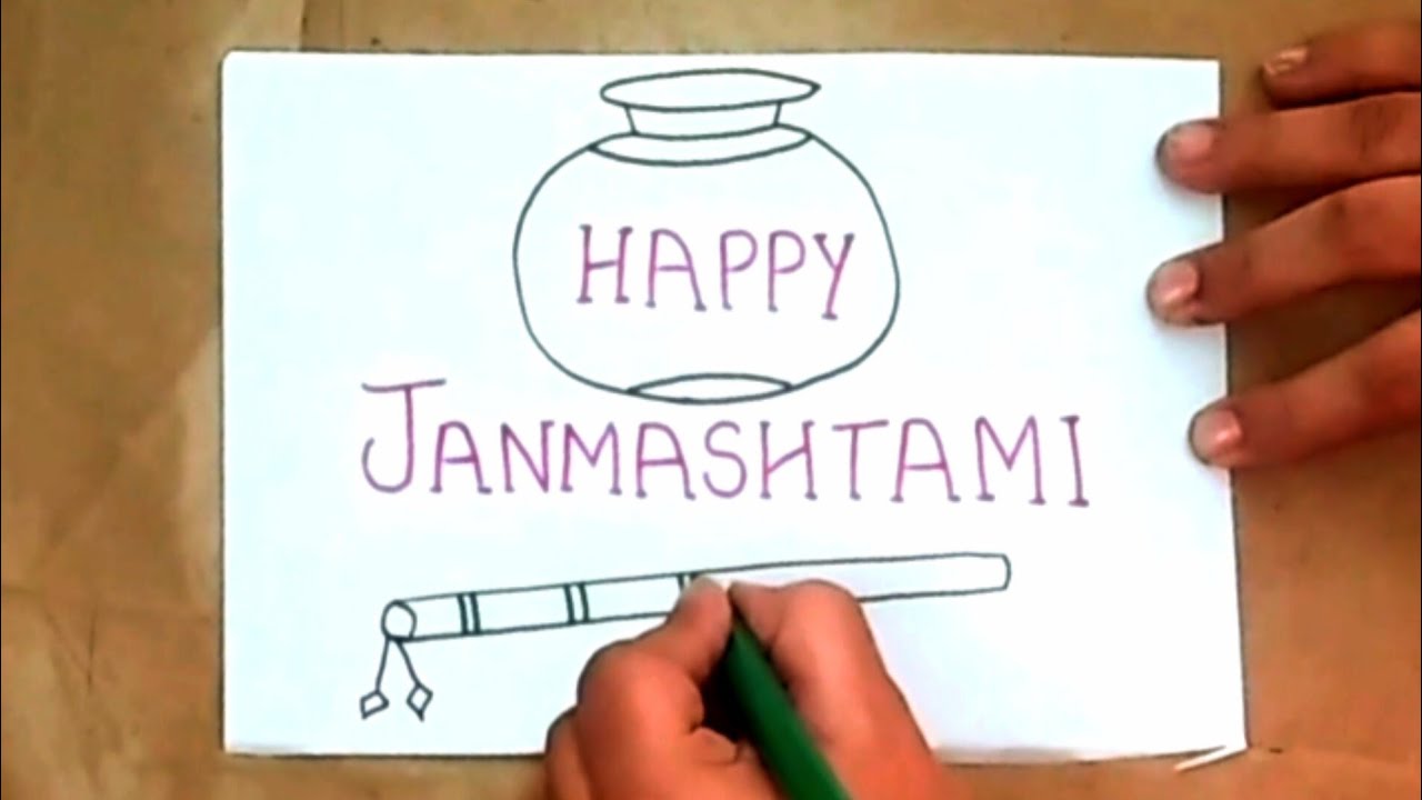 Janmashtami Card Making || Janmashtami Drawing Ideas - YouTube