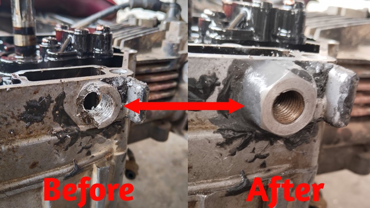 How to repair motorcycle broken oil chamber without welding ...