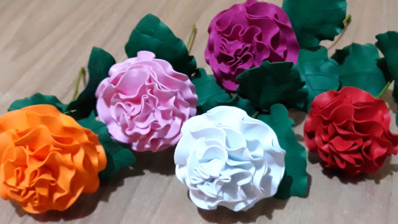 Rosa simples e fácil de eva usando círculos - YouTube