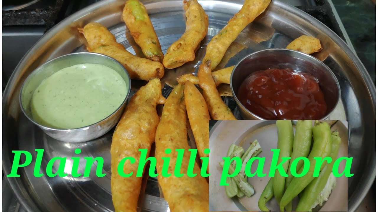 Mirchi bhajiya/Chilli pakora/ no stuffed chilli pakora/ plain mirchi ...