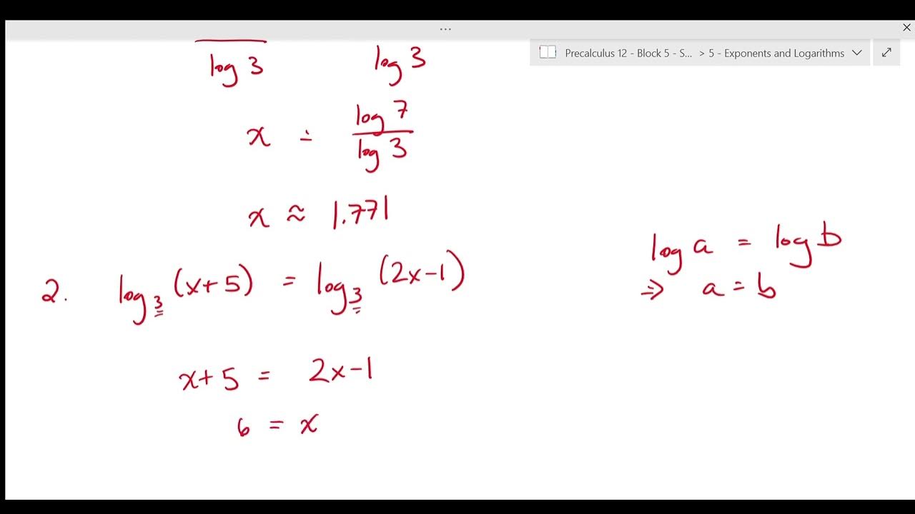 ExLog 4 Solving equations with exponents and logs - YouTube