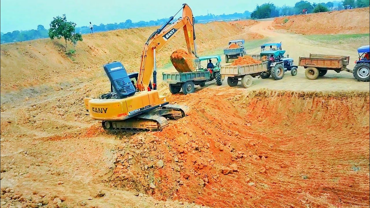 Poclain Machine Sany LR 500 || Vihiriche machine Loading mud tractor ...