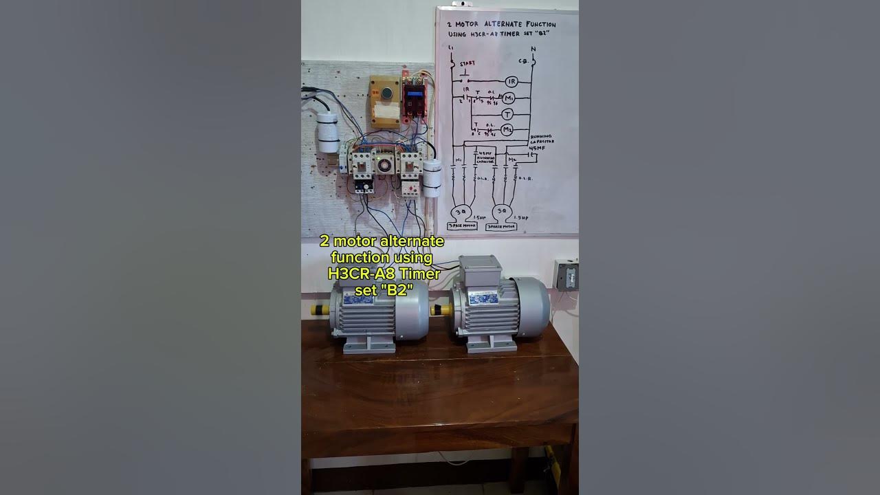 2 motor alternate function using H3CR-A8 timer with diagram ##bernaztvvlog - YouTube