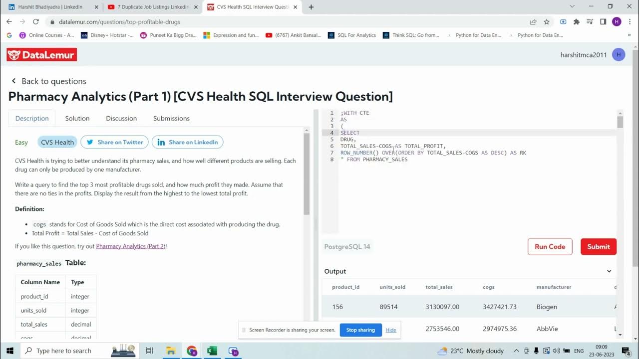 8 Pharmacy Analytics Part 1 CVS Health SQL Interview Question - YouTube