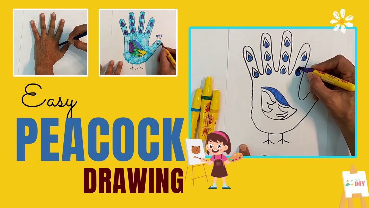 How to draw a Peacock | Palm Drawing | Easy Drawing with Pencil ...