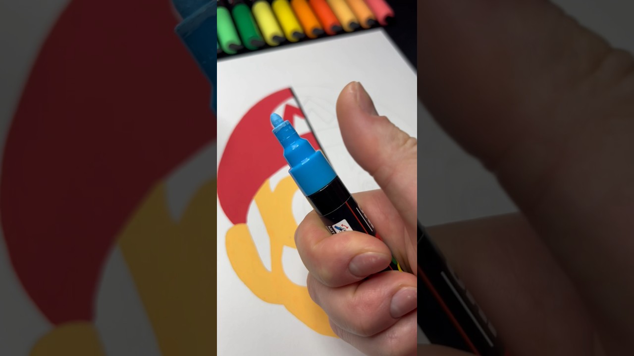 Drawing Mario with Posca Markers 😀#short - YouTube
