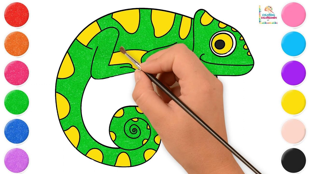 Draw with me a chameleon, learn the colors and some fun facts ...