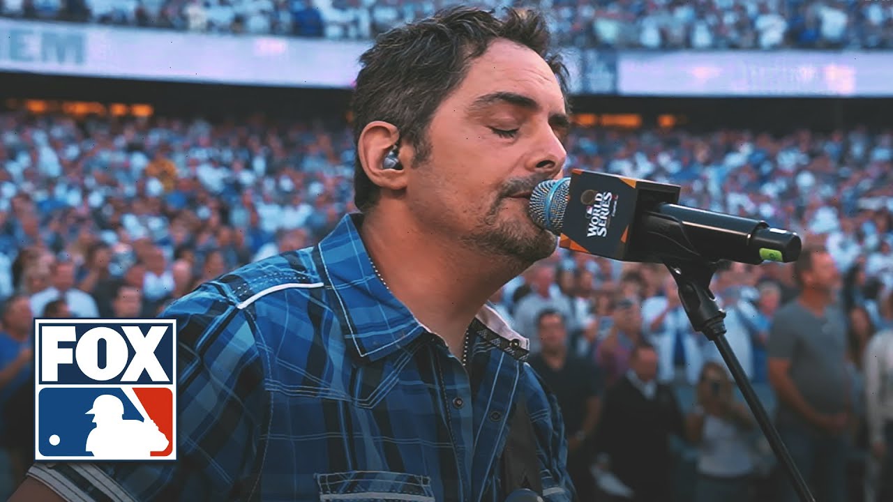 Brad Paisley performs the National Anthem ahead of Yankees vs. Dodgers ...