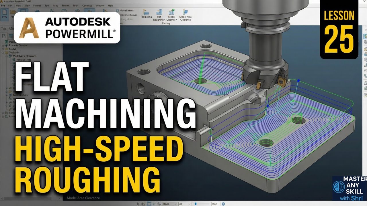 PowerMill Lesson 25 | Model Area Clearance (Flat Machining & High-Speed ...