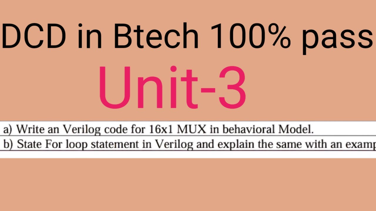 Write Verilog Code For 16×1 Mux And For Loop Statement In Btech With 4656