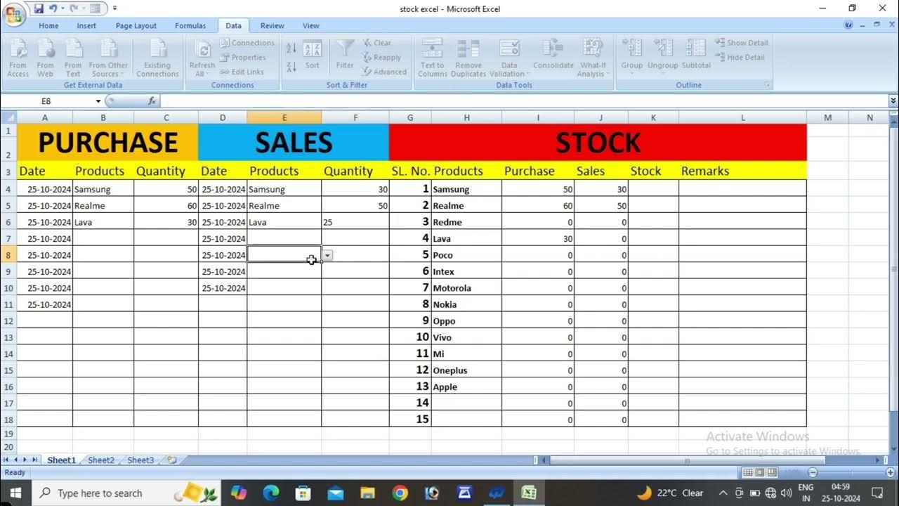How to Maintain Stock in Microsoft Excel || Stock Maintain Software in Excel - YouTube