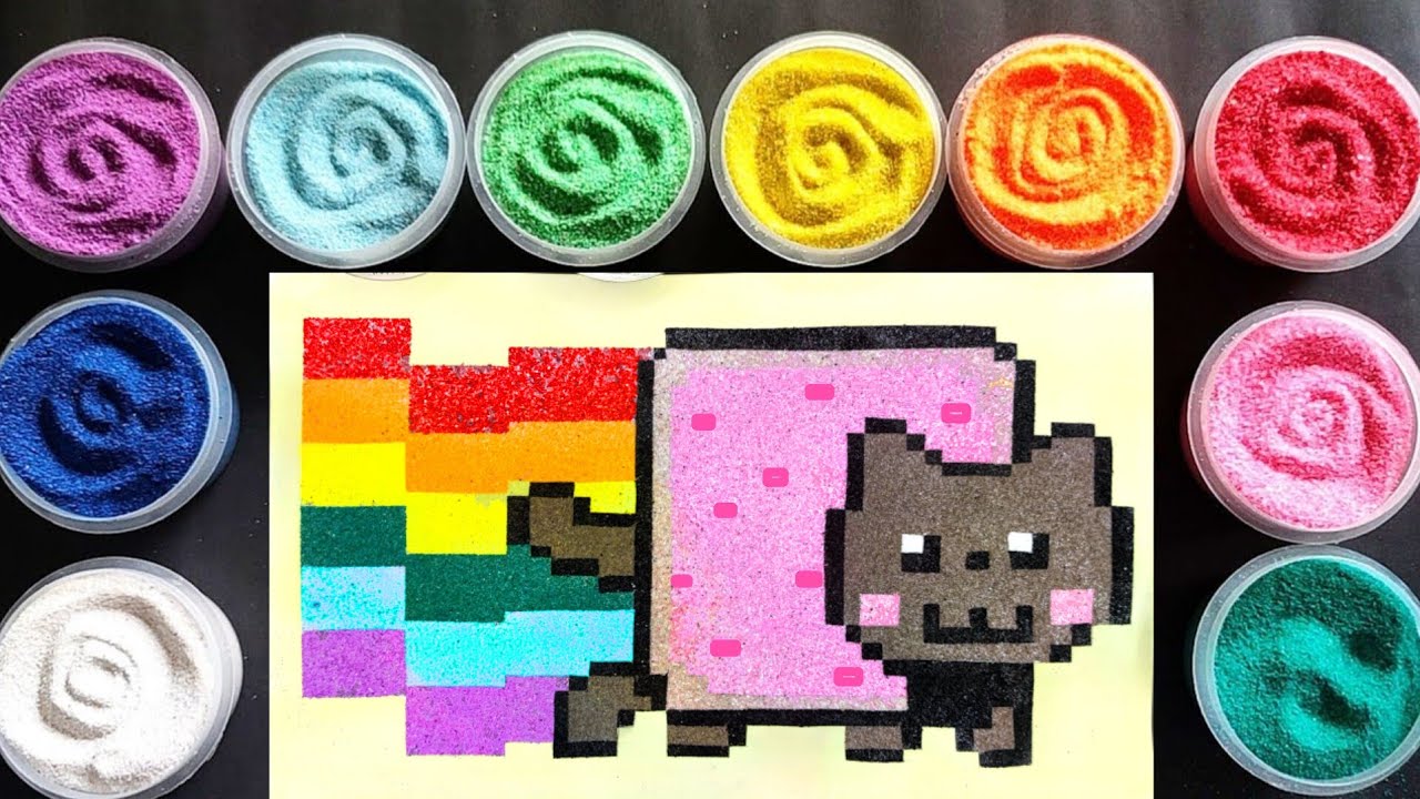NYAN CAT SAND PAINTING | Painting pictire with sand #nyancat #painting ...