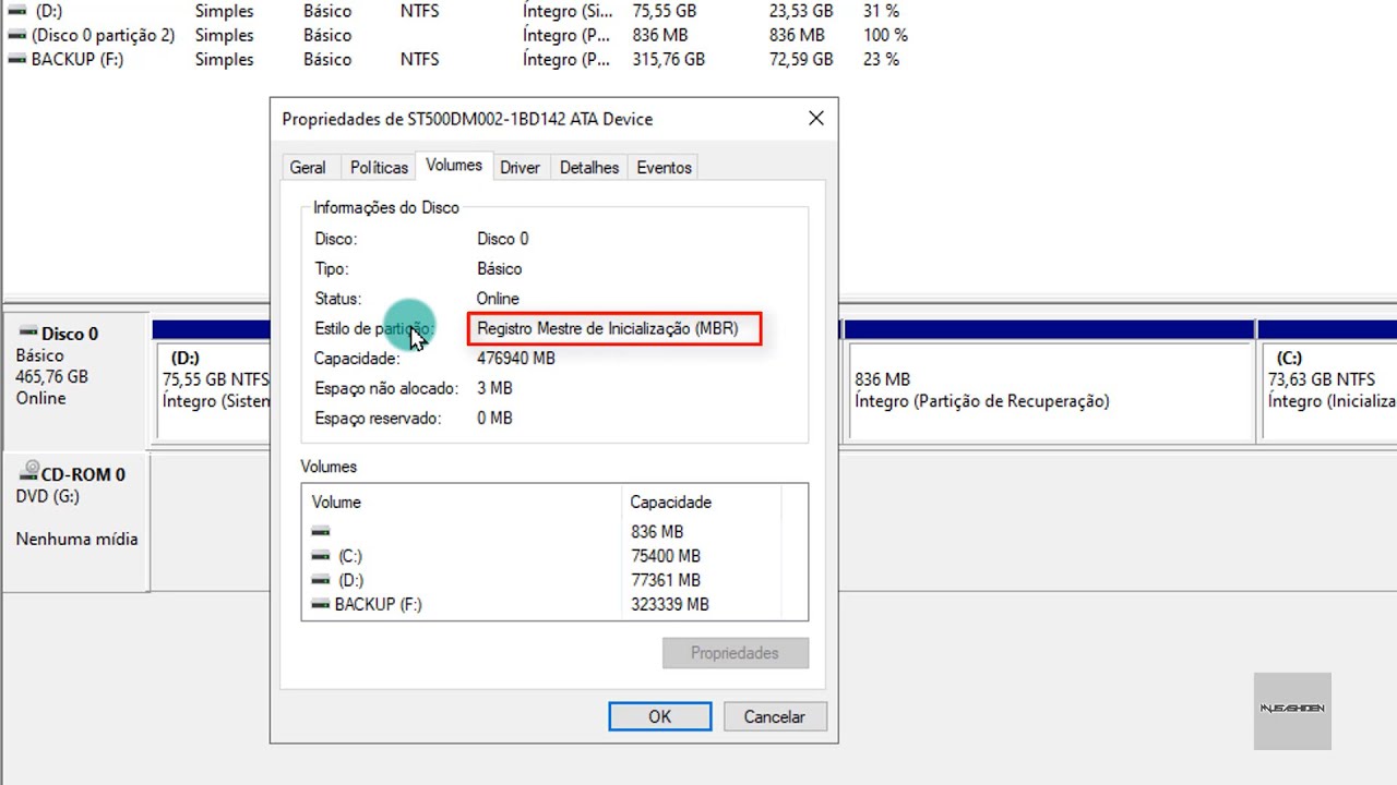 Como Saber Se O Disco é GPT Ou MBR Pelo Gerenciador De Discos Do ...