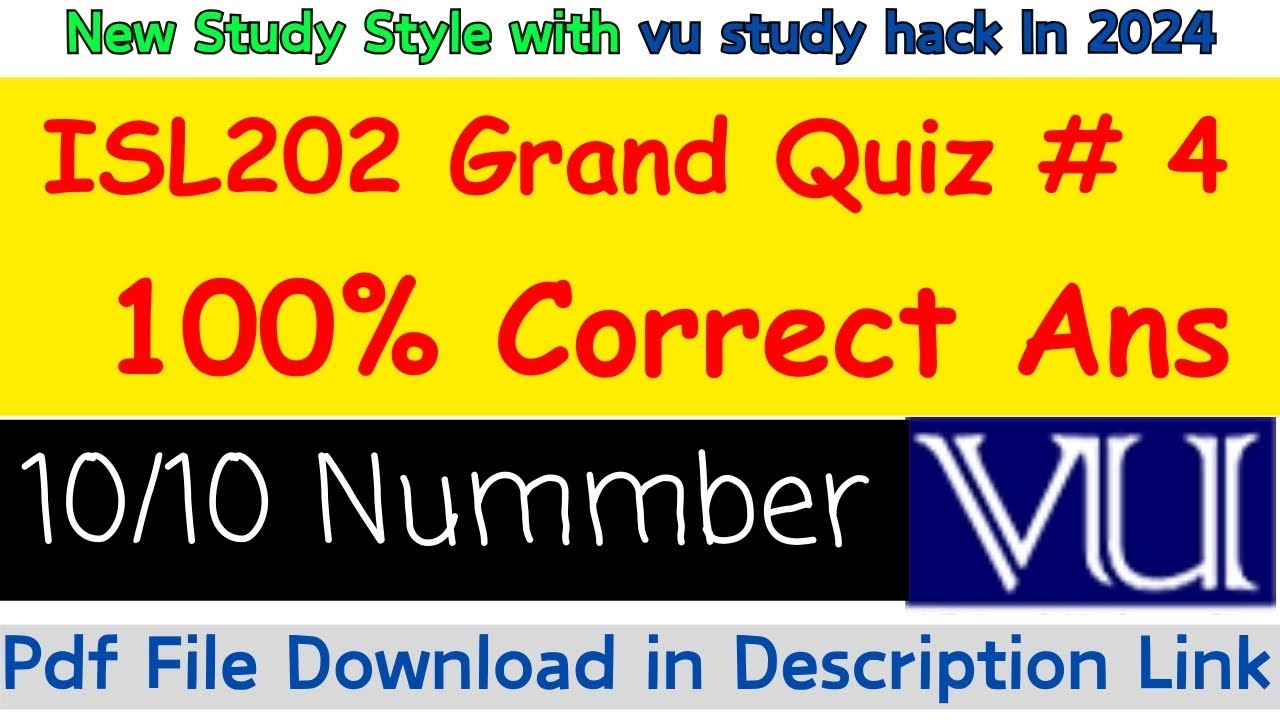 isl202 quiz 4 solution | quiz Solution | quiz solution fall 2024 | pdf | #quiz #isl202 #vu #2024 ...