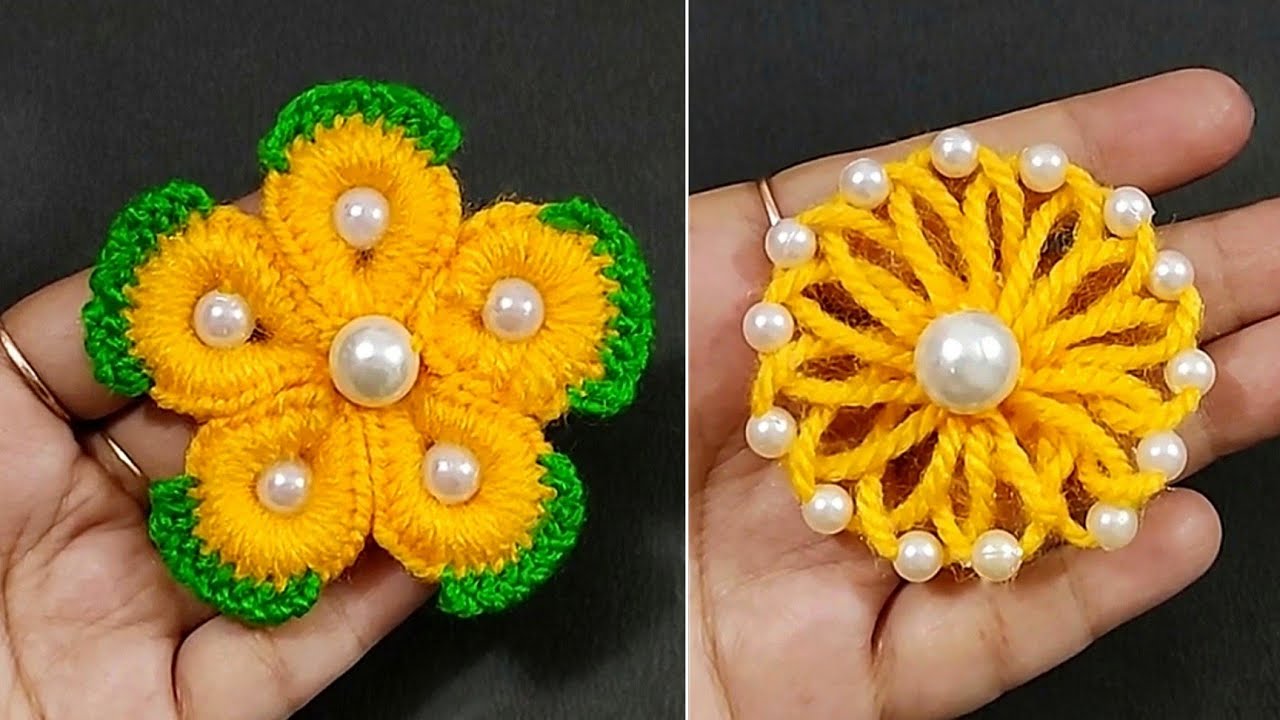 Super Easy Woolen Flower Making Trick - Embroidery flower making - DIY ...