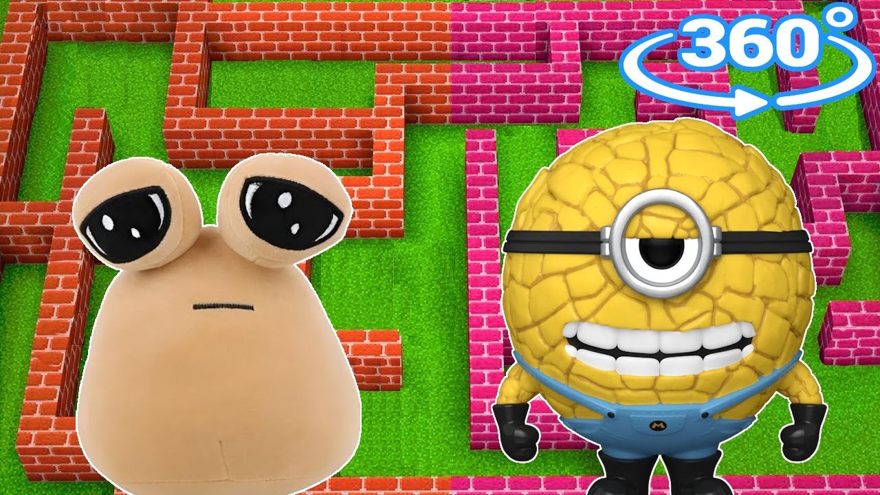 360° VR. POU vs Mega Minion Jerry MAZE in Minecraft! - YouTube