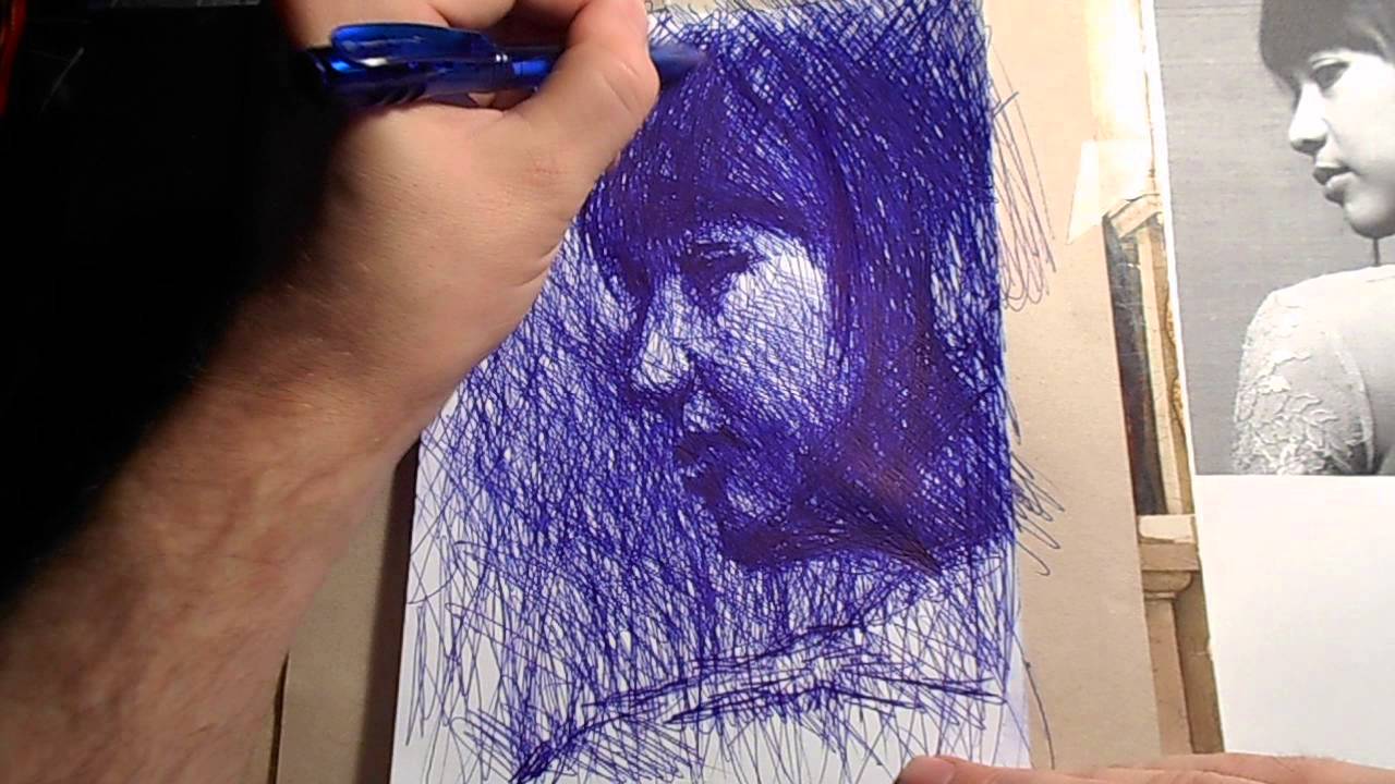 Ballpoint-drawing of Pritha Pt. II - YouTube