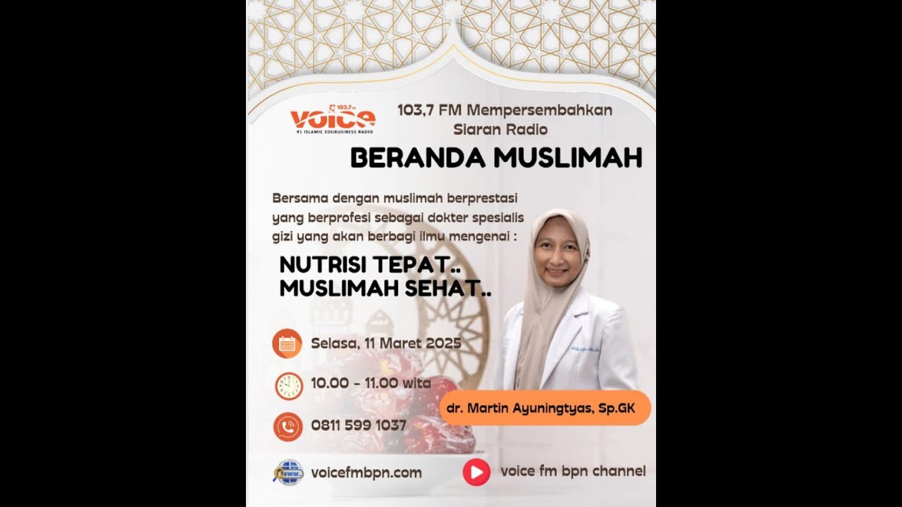 BERANDA MUSLIMAH | " NUTRISI TEPAT, MUSLIMAH SEHAT " BERSAMA DR. MARTIN ...