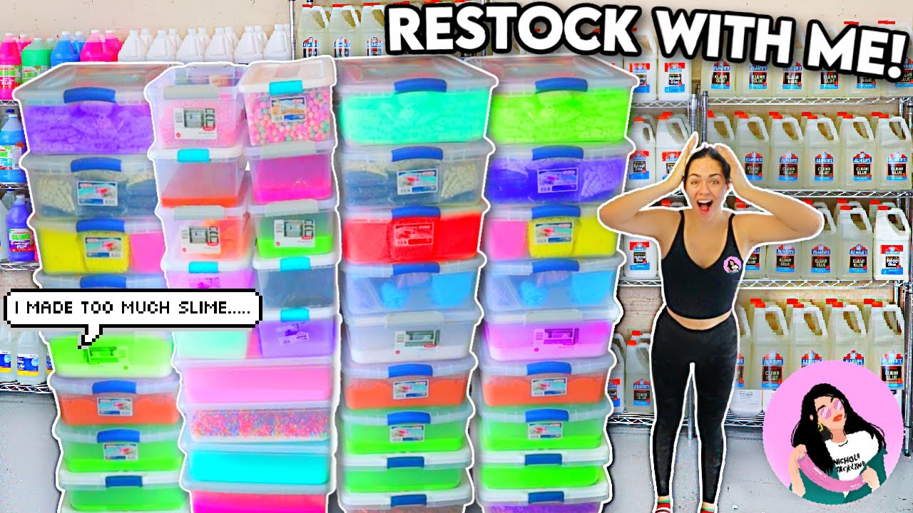 RESTOCK MY SLIME SHOP WITH ME! *i made WAY TOO much slime AGAIN* - YouTube