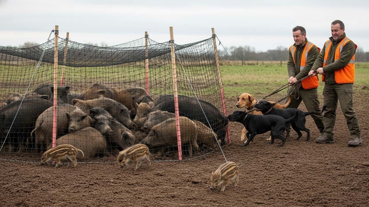 Texas Farmers Catch Wild Hog Sounders Easily After Rain | Wild Boar ...