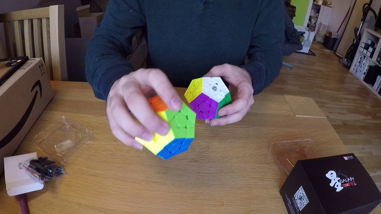 Unboxing Qiyi Galaxy v2 M Megaminx + qiyi floppy fidget spinner - YouTube