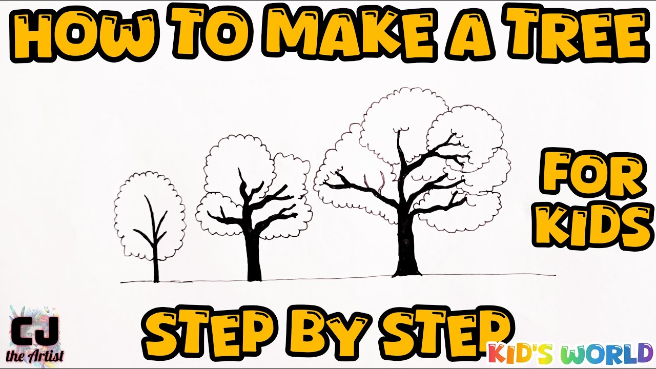 How to draw a tree for kids | Drawing tree easy method | Kid's world ...