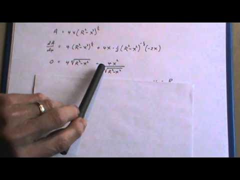 Maximum / Minimum Problem (Using Calculus - Rectangle in a Circle) - YouTube