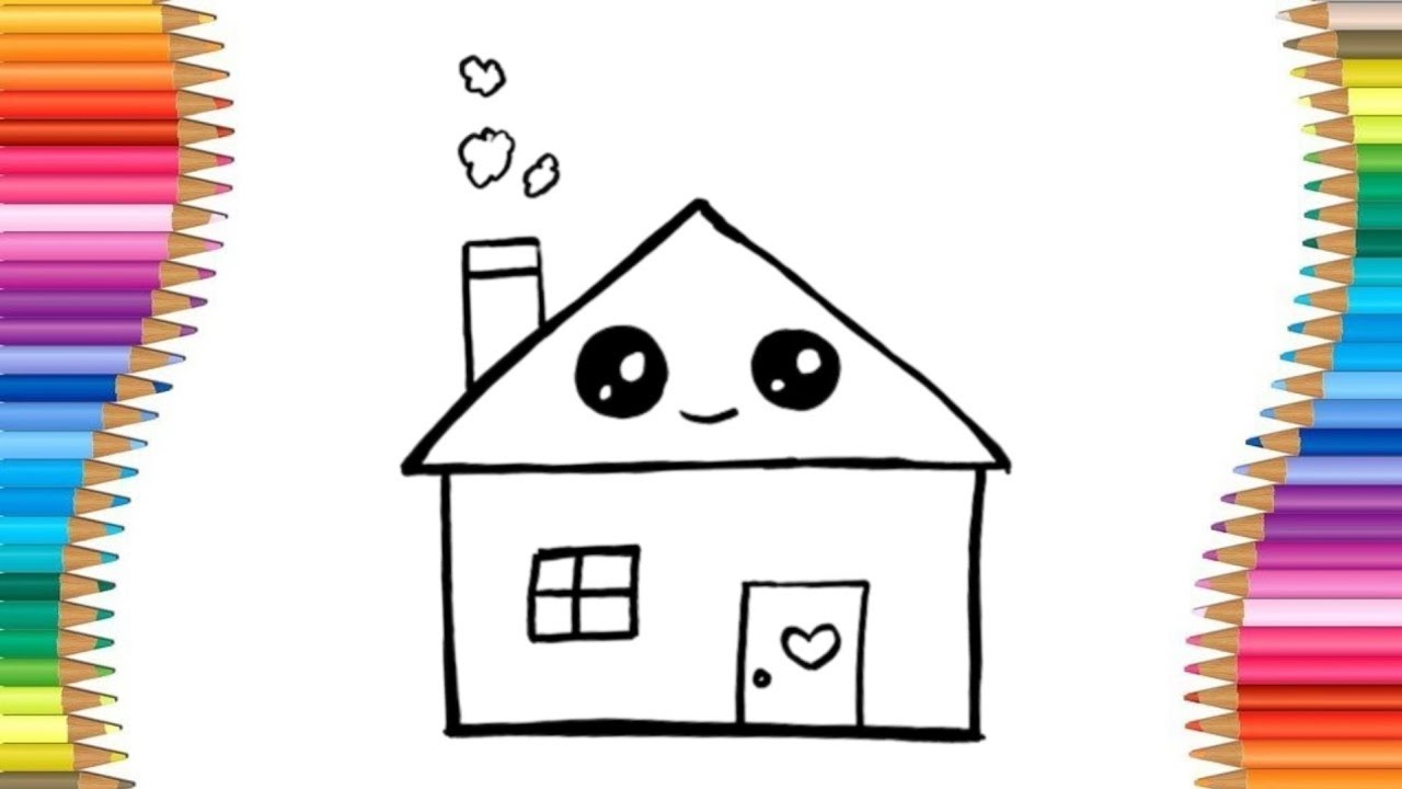 How to draw and coloring a nice house for kids | Easy drawing of a nice ...