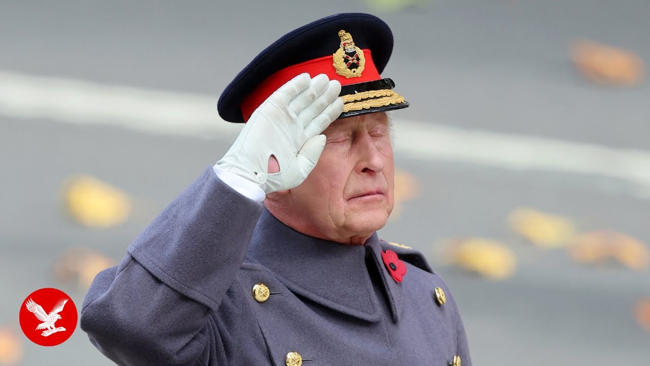 Prince William and King Charles lay wreaths during Remembrance Sunday ...