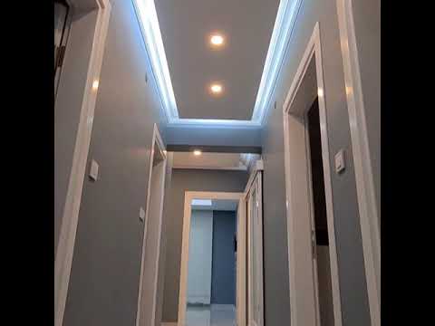 Işık bandı+gergi tavan+poliüretan çıta uygulaması+tv ünitesi+spotluk