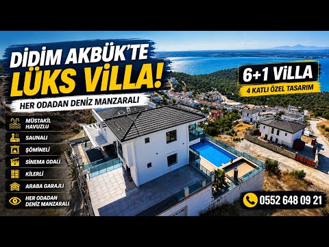 Didim Akbük’te Satılık Deniz Manzaralı Villa | 6+1 Müstakil Havuzlu | HER ODADAN DENİZ MANZARALI!