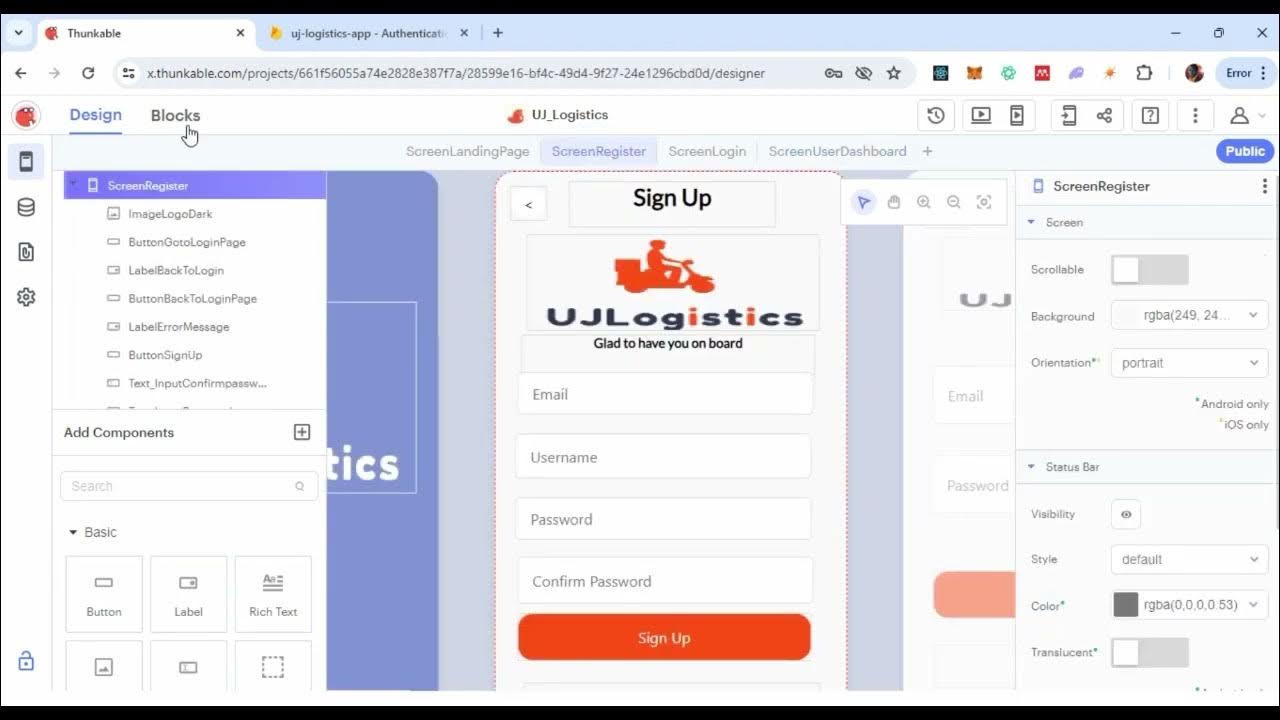 User Registration & Authentication in Thunkable using Firebase (6 of 6) - YouTube