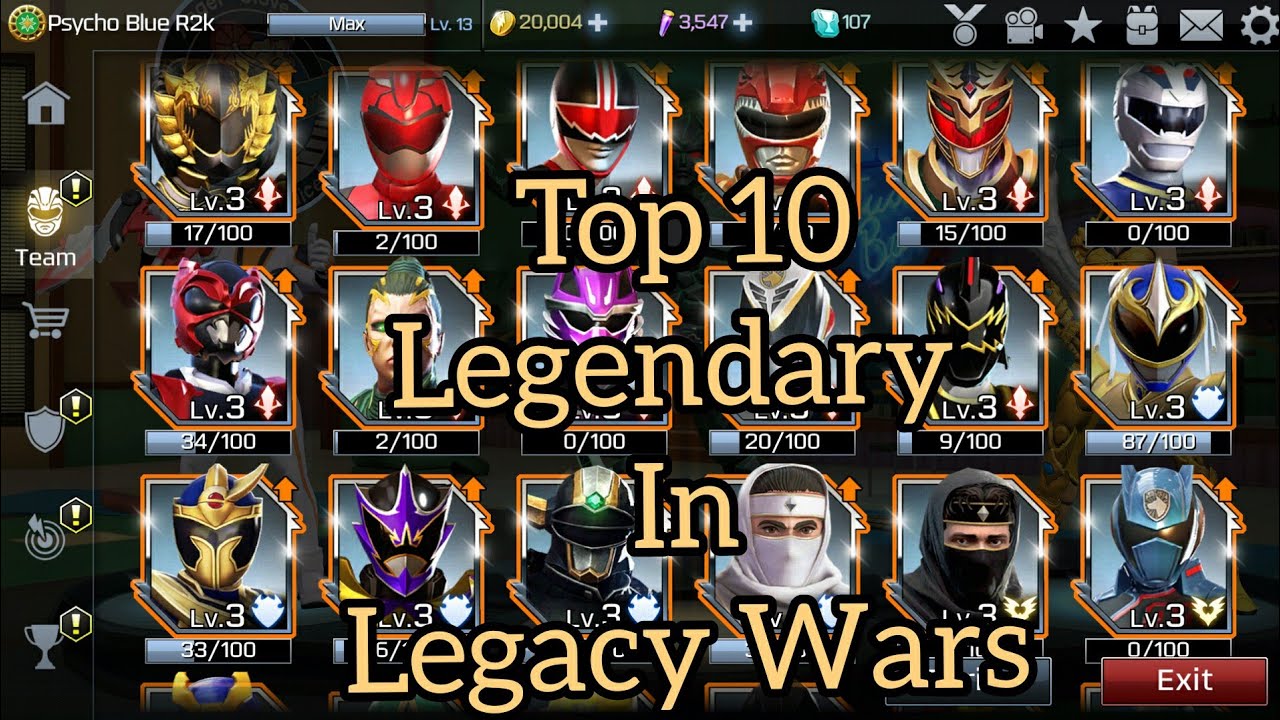 Power Rangers legacy wars top 10 legendary characters - YouTube