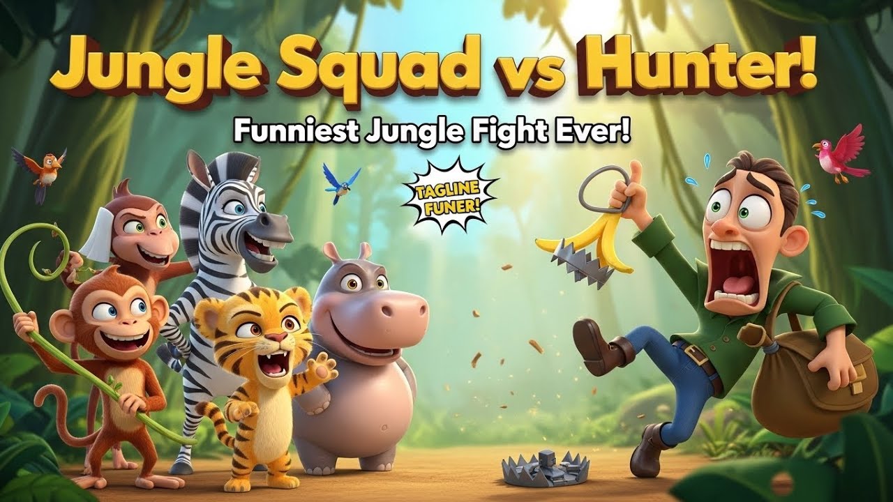 The Jungle Squad vs The Sneaky Hunter | Funny Jungle Cartoon Adventure ...