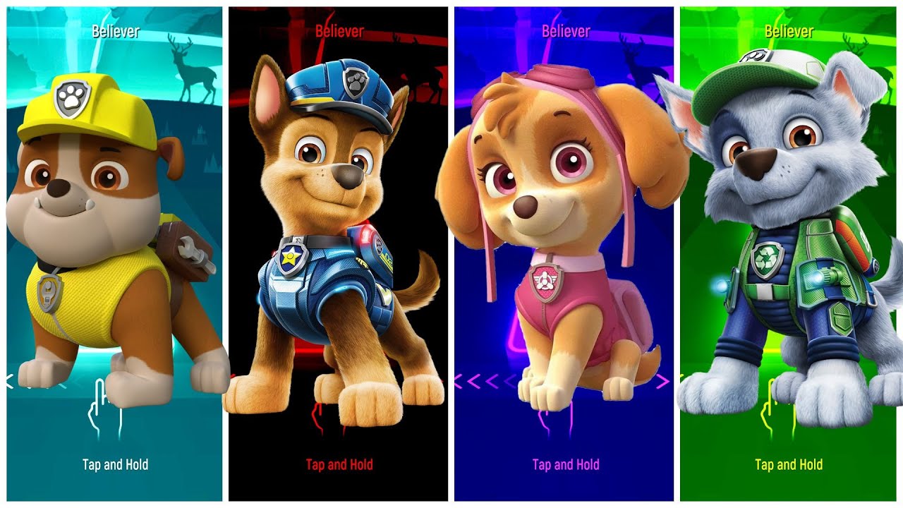 PAW PATROL: The Mighty Movie / RUBBLE VS CHASE VS SKYE VS ROCKY / TILES ...