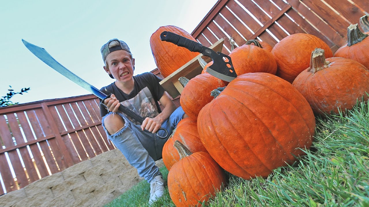 REAL LIFE FRUIT NINJA VS PUMPKINS! - YouTube